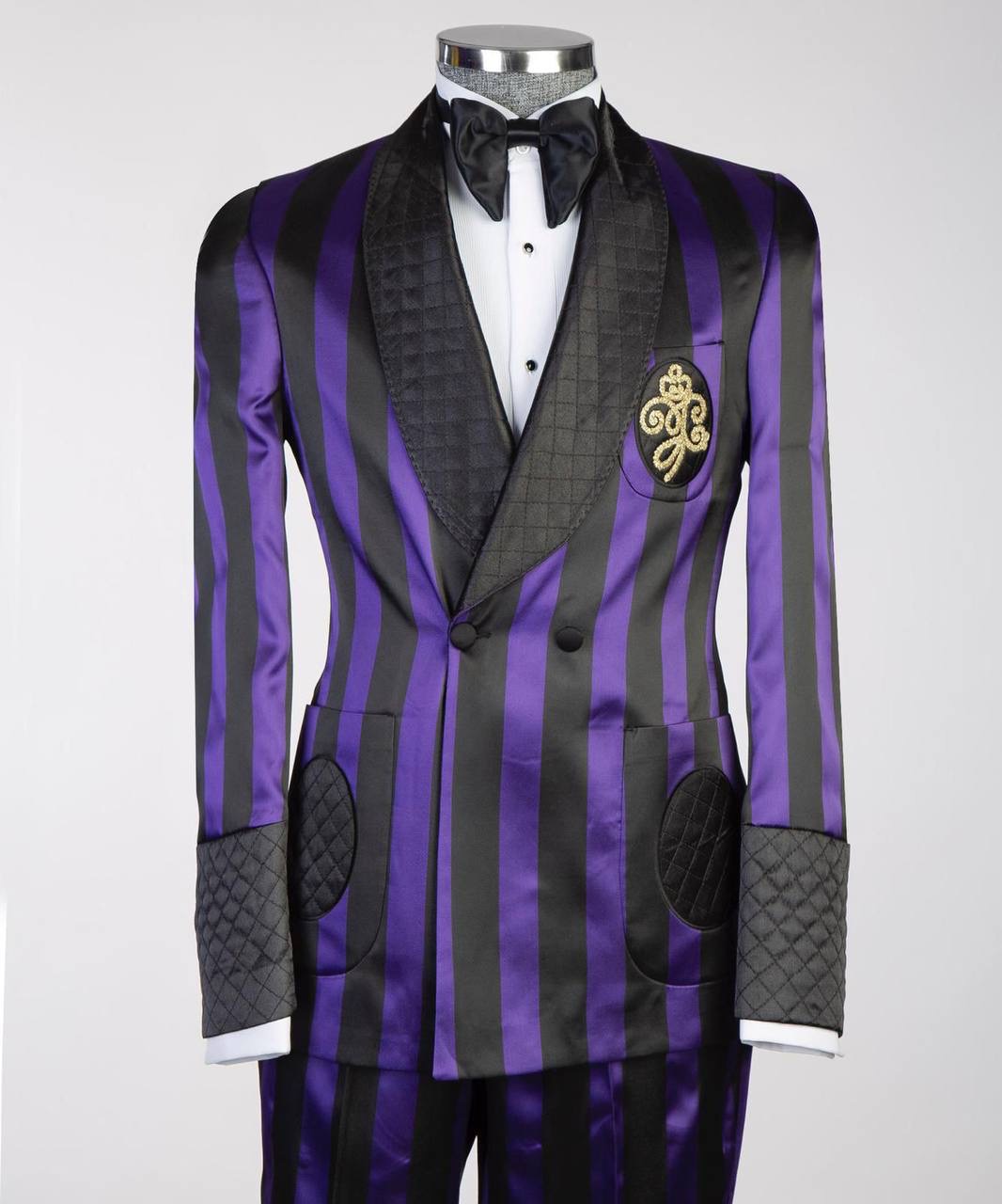 Purple & Black Striped Imperial Crimson Sovereign 2-Piece Satin Double ...