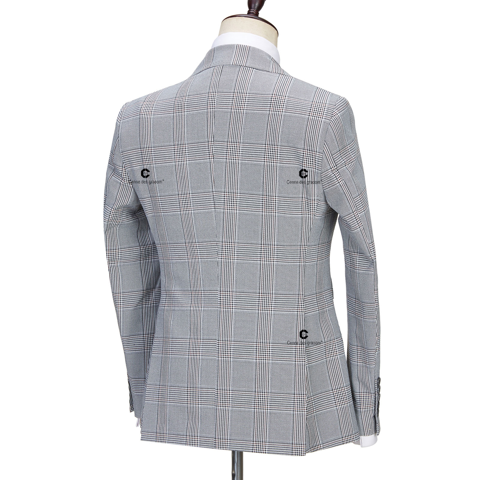CDG High-Quality 3-Piece Windsor Classic Light Gray Plaid Double ...