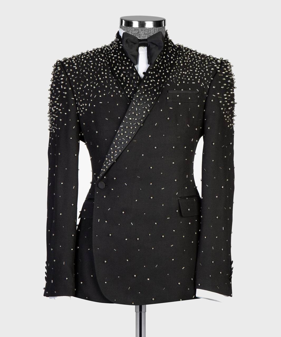 2025 2-Piece Shadow Armour Double Breasted Matte Black Studded Edge ...