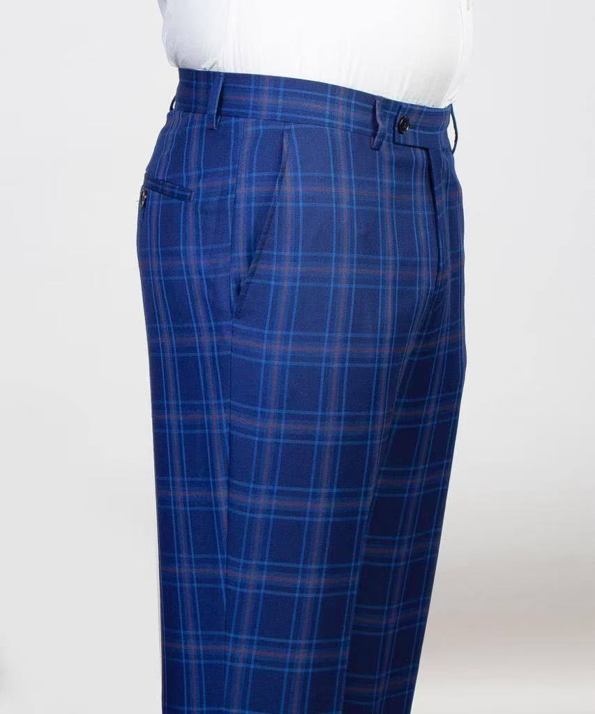 Italian 2-Piece Majestic Sapphire Blue Plaid Double-Breasted Suit ...