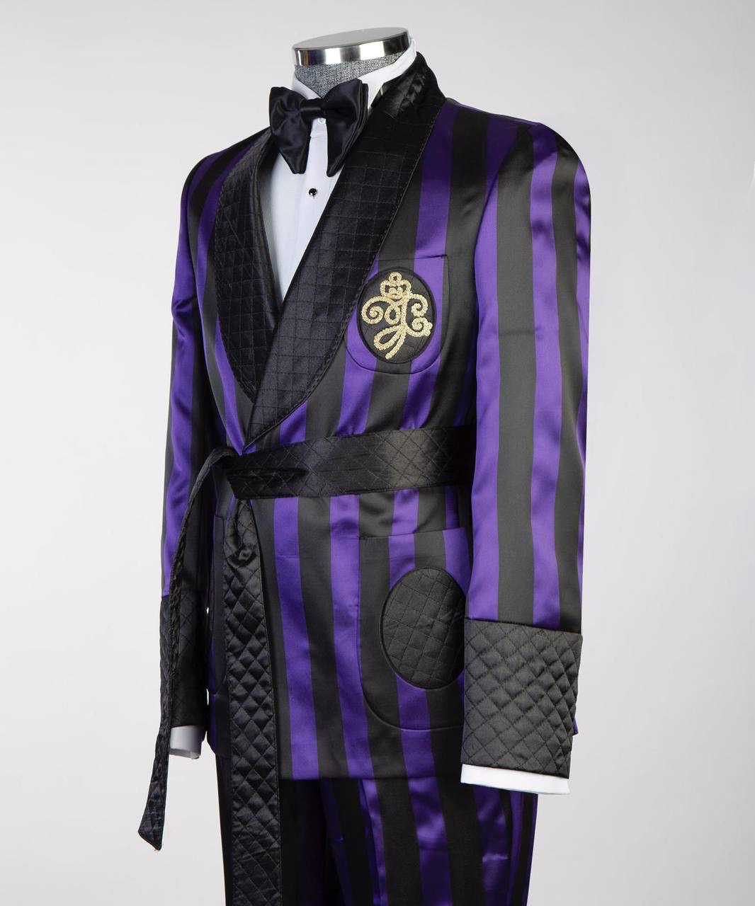 Purple & Black Striped Imperial Crimson Sovereign 2-Piece Satin Double ...