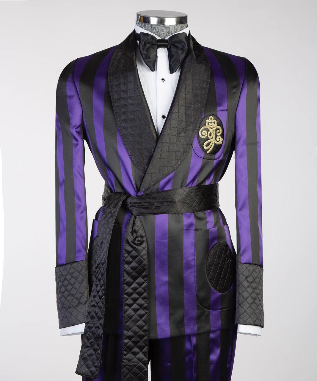 Purple & Black Striped Imperial Crimson Sovereign 2-Piece Satin Double ...