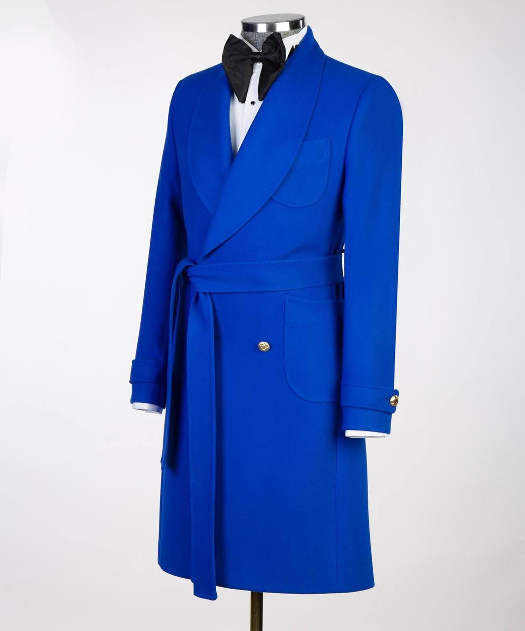American Lexington Stylish Royal Blue Double-Breasted Wool Overcoat ...