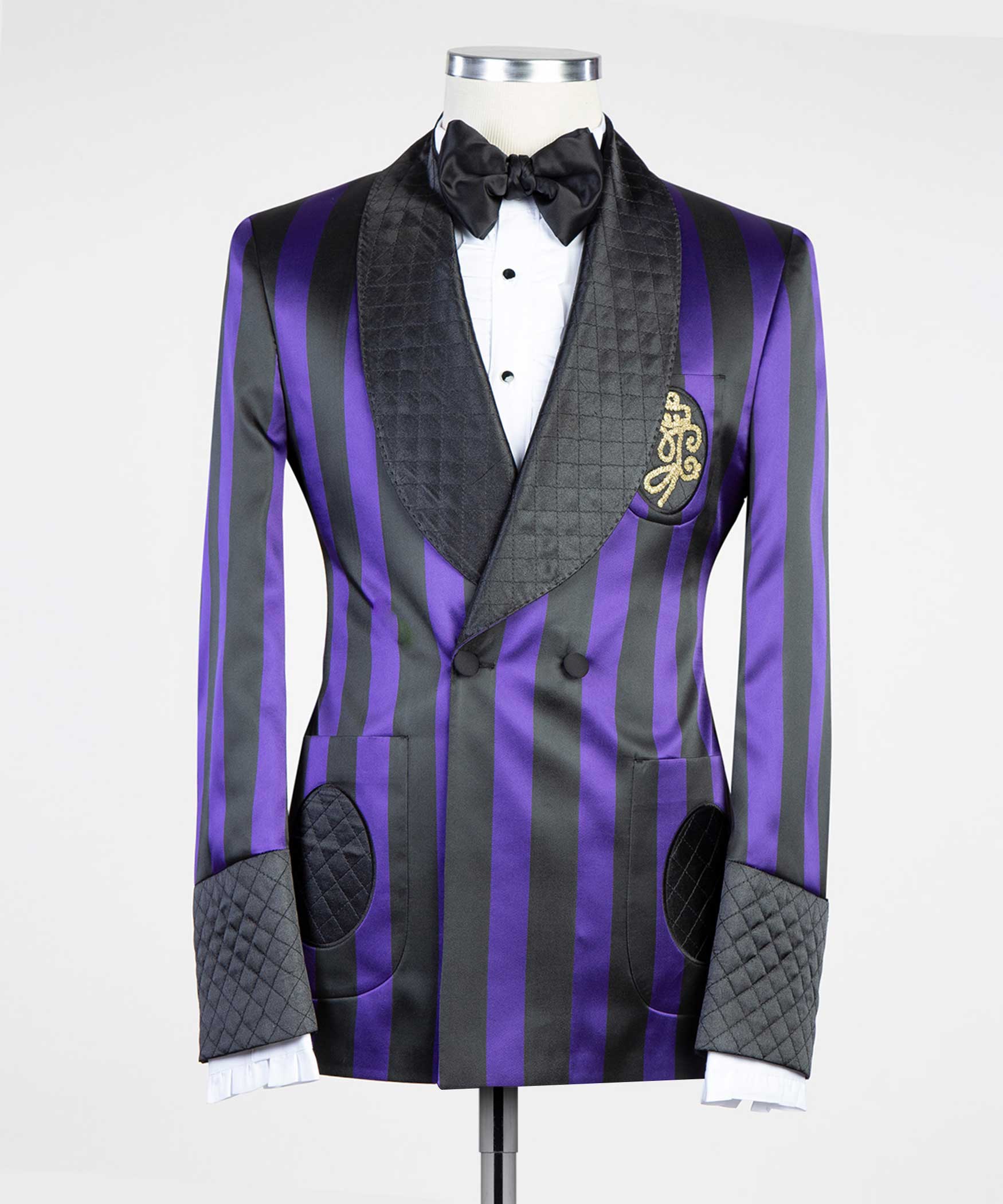 Purple & Black Striped Imperial Crimson Sovereign 2-Piece Satin Double ...
