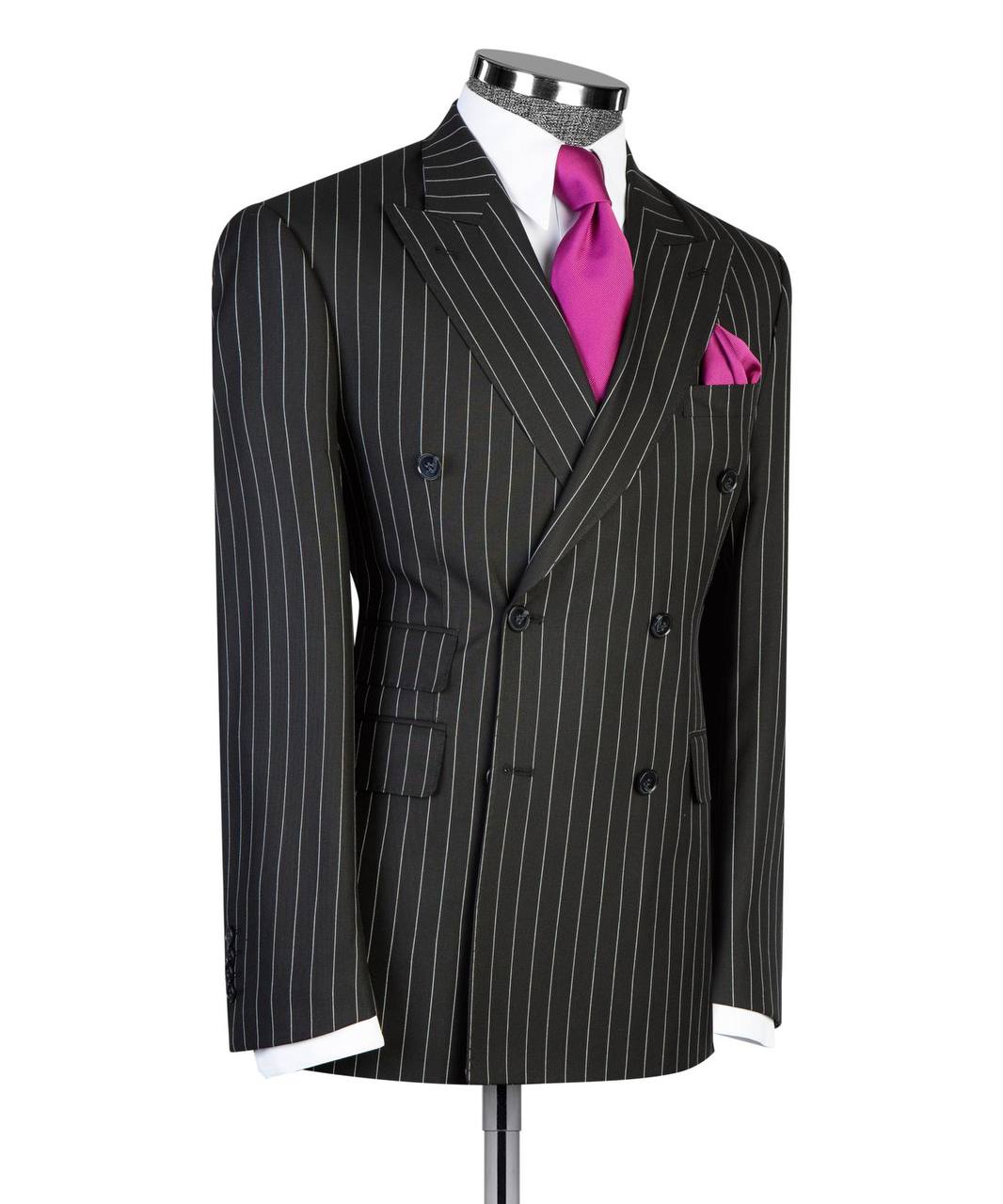2-Piece French Prestige Noir Stripe Rosé Monarch Suit | Model DATMAX ...