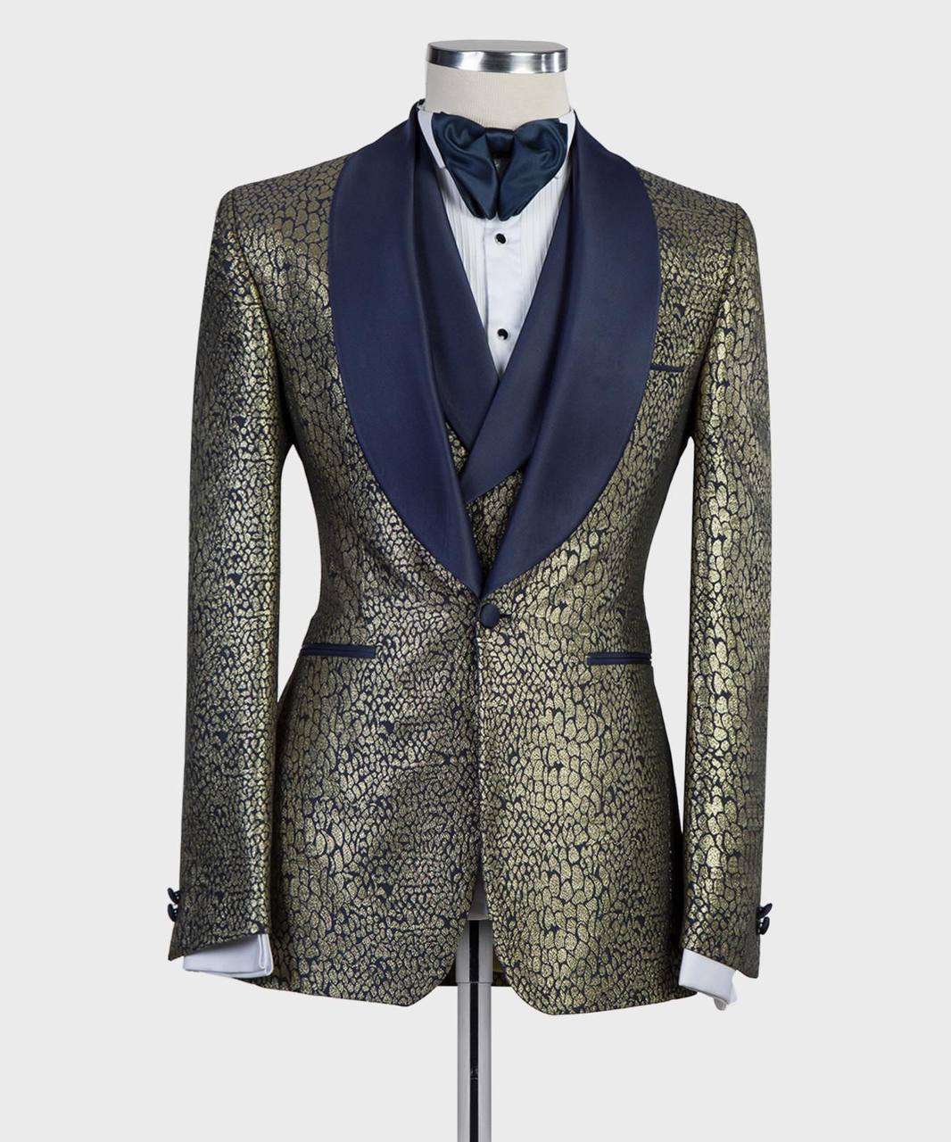 2025 Golden Armour 3-Piece Black & Metallic Gold Crocodile Embossed ...