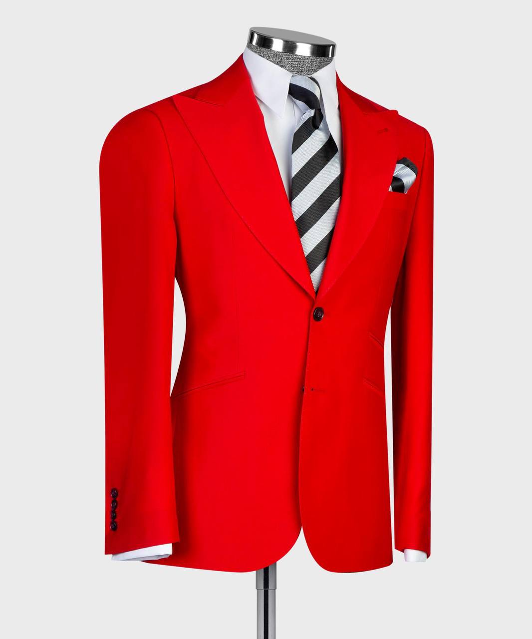 2025 3-Piece French Prestige Ruby Red Double Breasted Power Suit ...