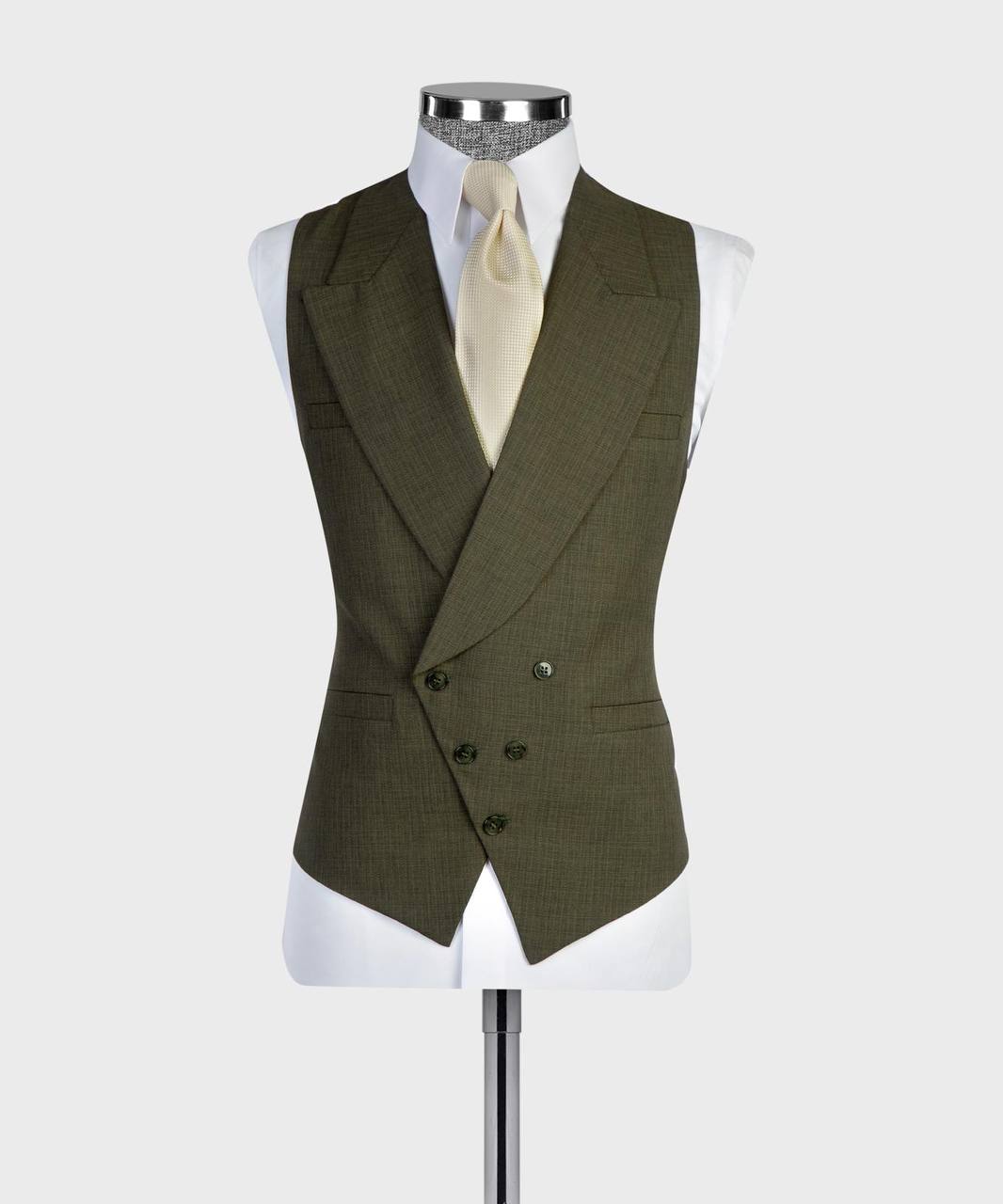 2025 3-Piece Italian Style Olive Green Refined Weave Monarch Moss Men ...