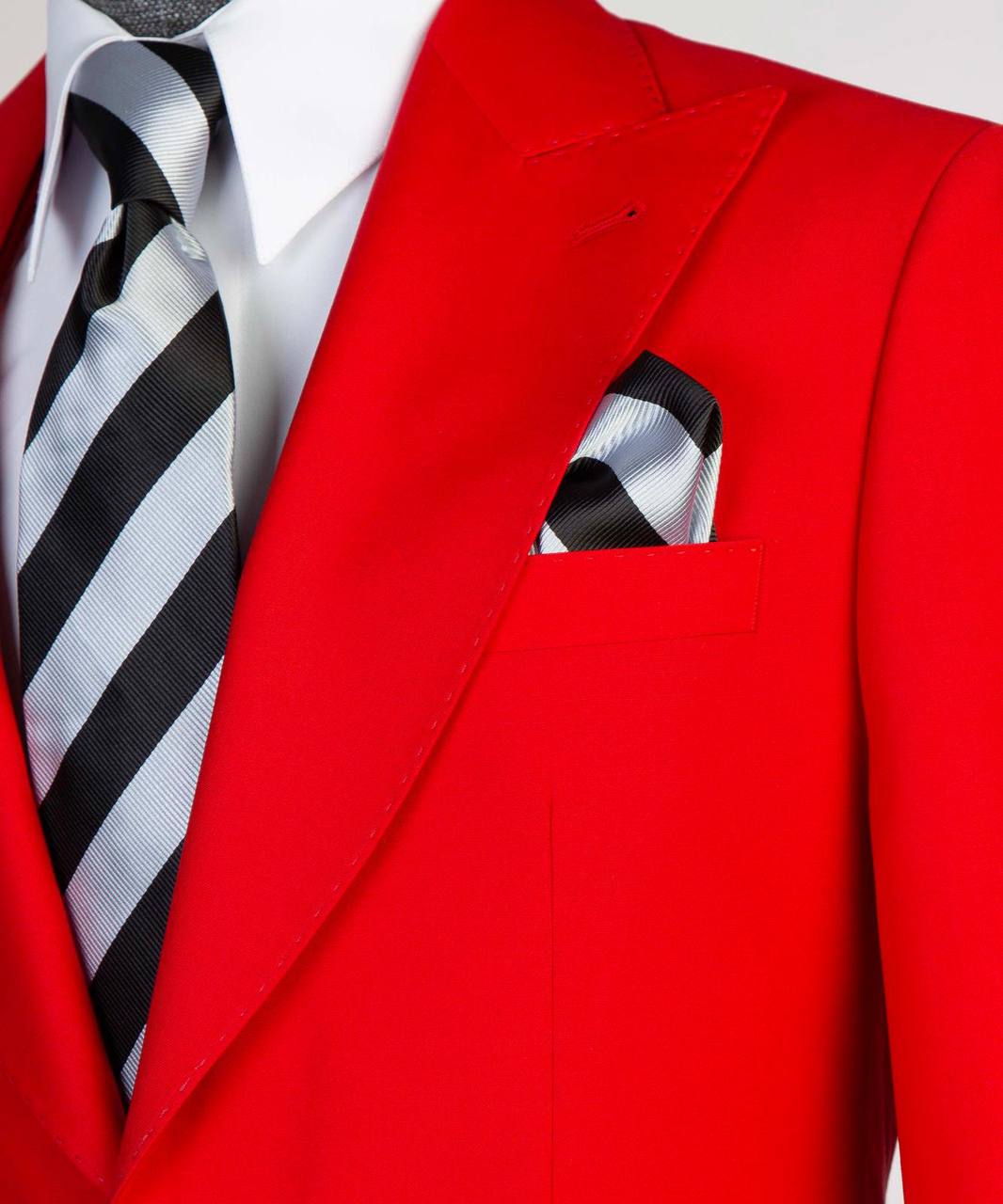 2025 3-Piece French Prestige Ruby Red Double Breasted Power Suit ...