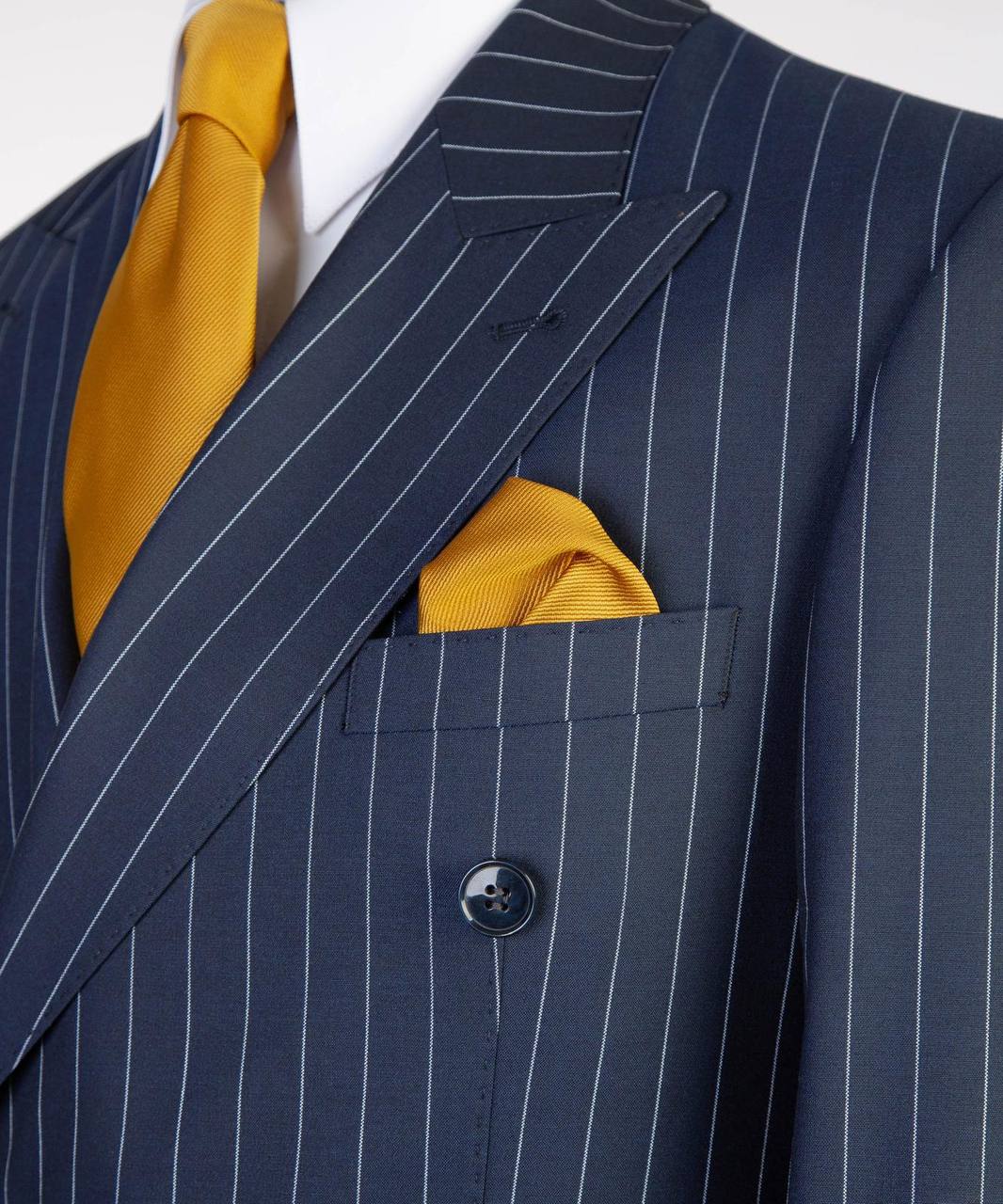 2-Piece French Prestige Ink Navy Gold Crest Stripe Suit | Model DATMAX ...