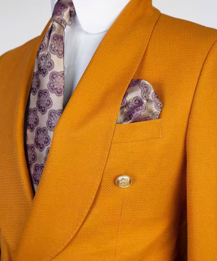 Trendy Parisian Élan Deep Orange Royale 2-Piece Double-Breasted Suit ...