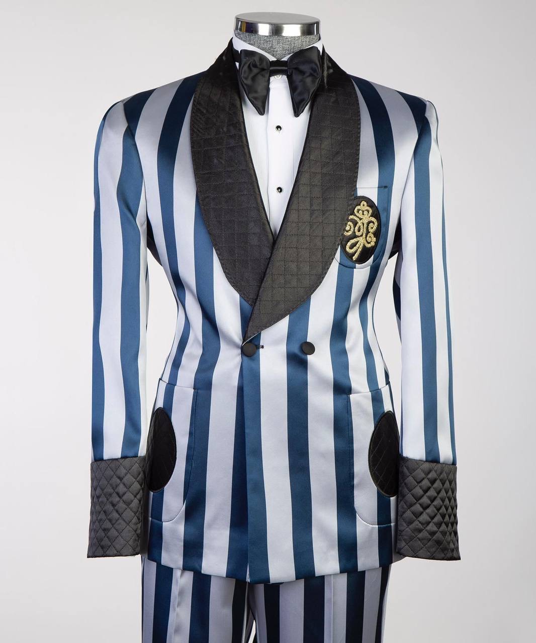 2025 Blue & Light Gray Striped Imperial Crimson Sovereign 2-Piece Satin ...