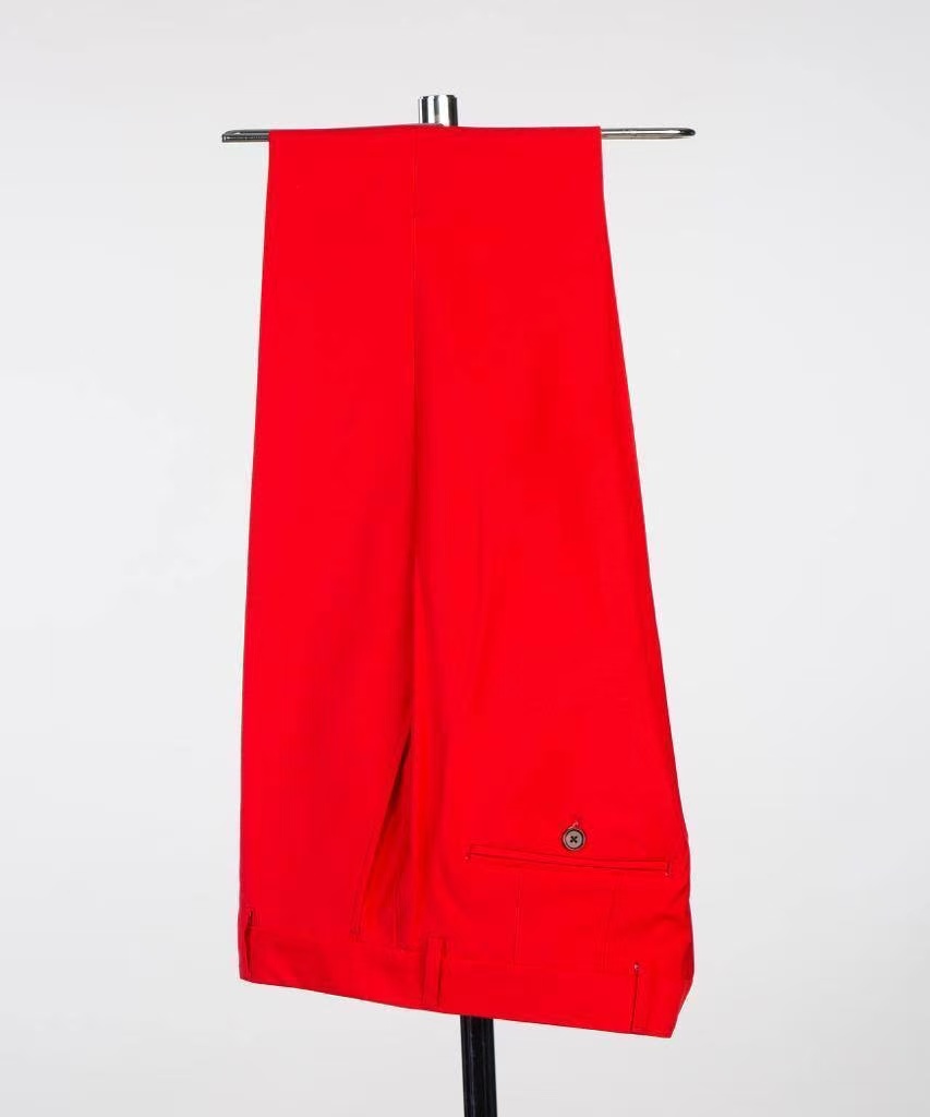 Italian Bright Red Emerald Majesty – Luxury Double-Breasted with Gold ...