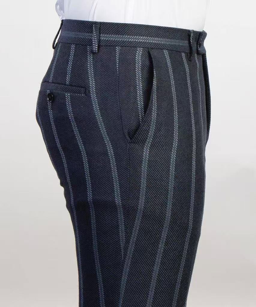 Italian 2-Piece Midnight Navy Pinstripe Double-Breasted Suit | Elite ...