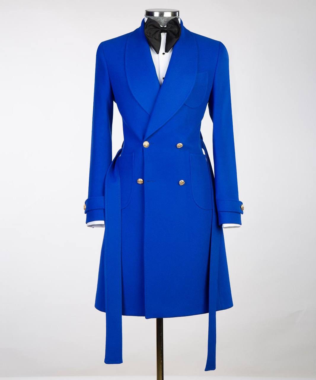 American Lexington Stylish Royal Blue Double-Breasted Wool Overcoat ...